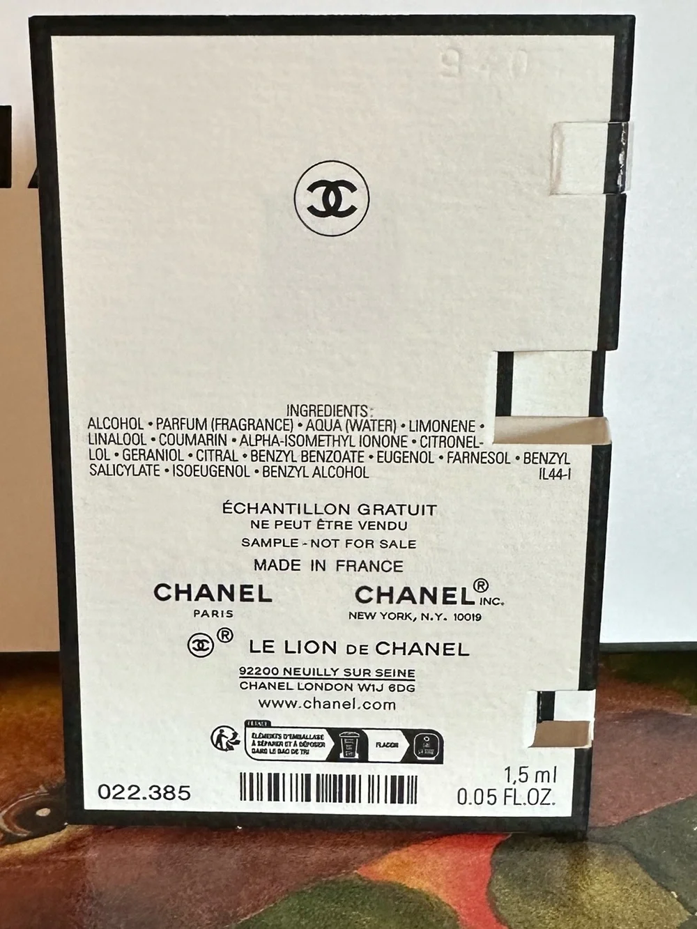 CHANEL | Other | Chanel Le Lion De Chanel Paris 5ml Sample | Poshmark